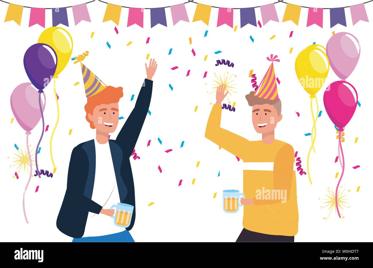 Men with hat design, happy birthday celebration decoration party ...