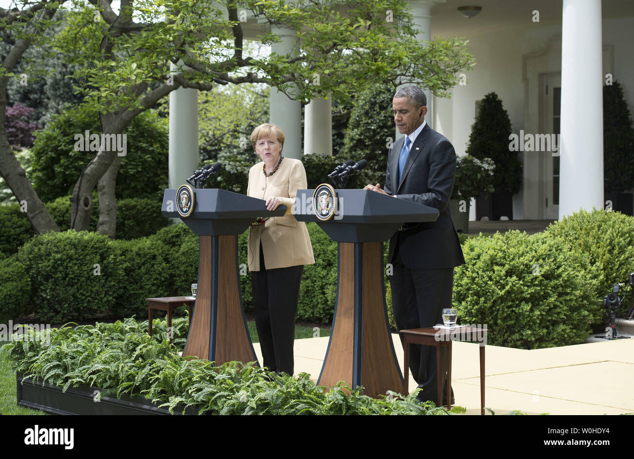 President Barack Obama and German Chancellor Angela Merkel hold a joint ...