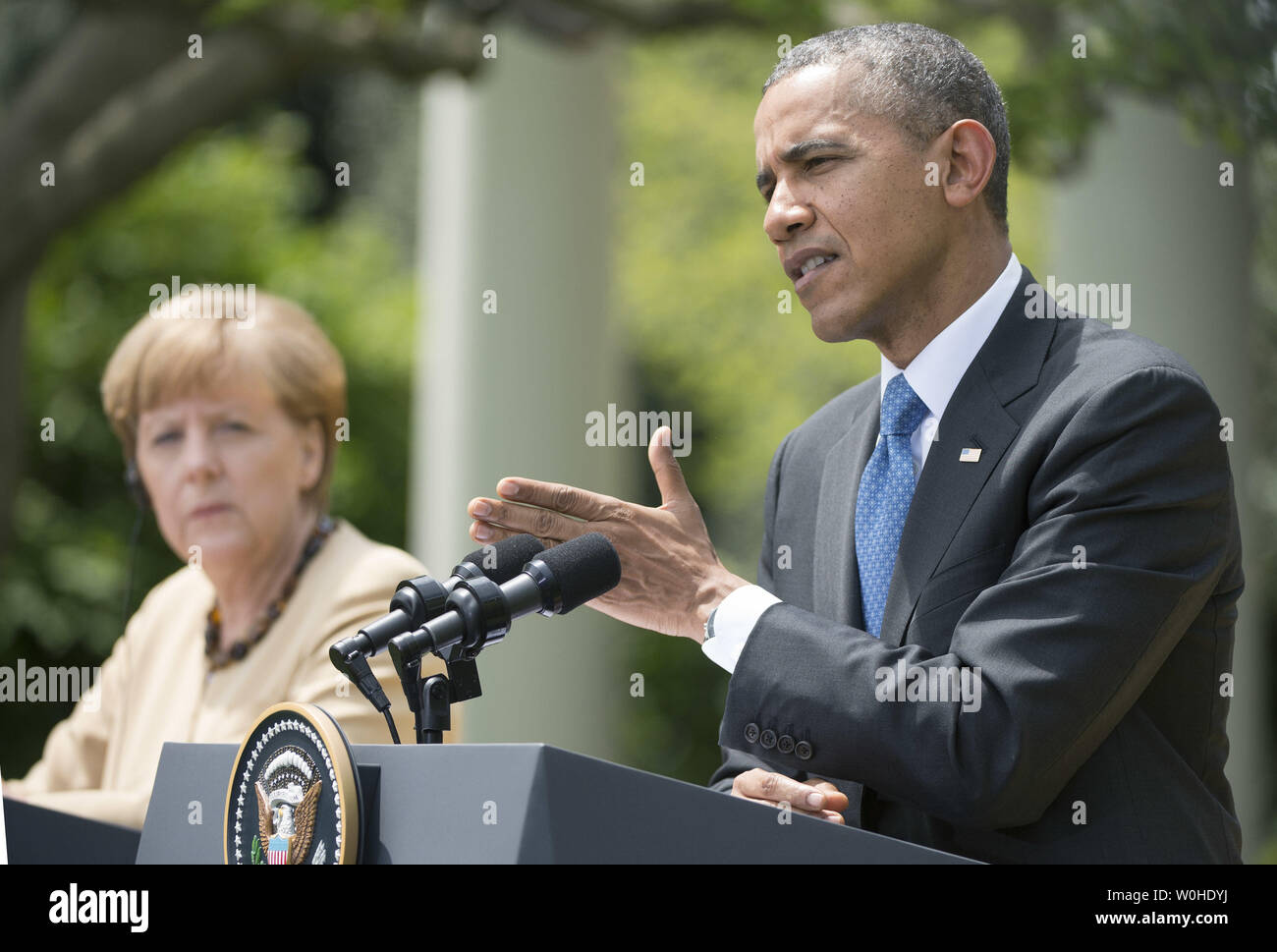 President Barack Obama and German Chancellor Angela Merkel hold a joint ...