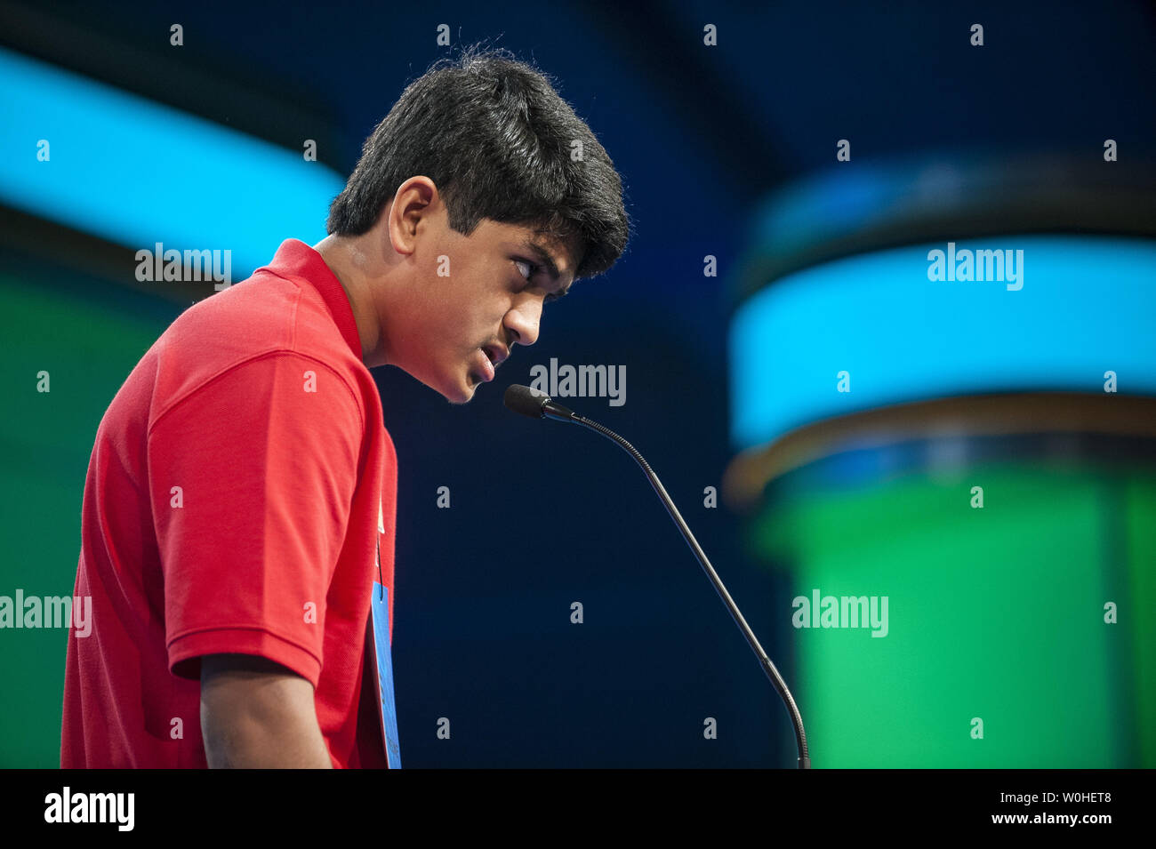 Faaris Khan, 13, of Columbia, Missouri, participates in the semifinals ...