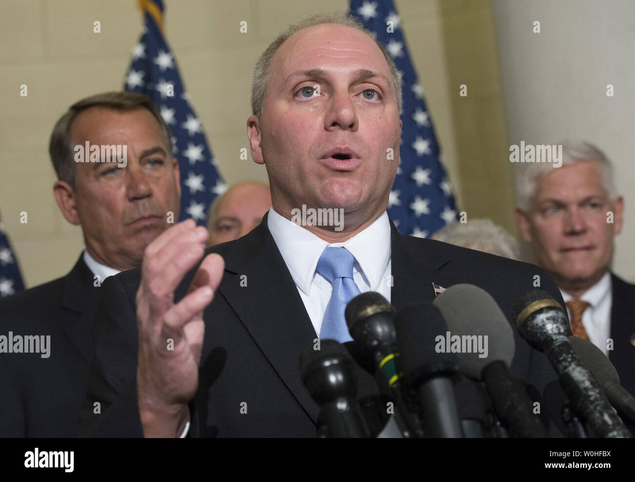 House Majority Whip Rep. Steve Scalise (R-LA) speaks to the media after ...