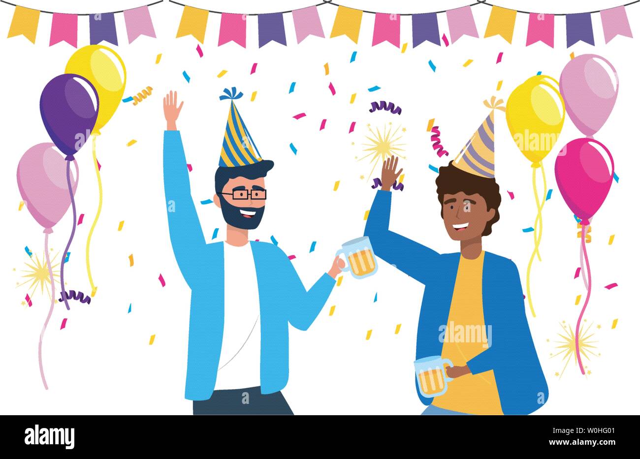 Men with hat design, happy birthday celebration decoration party ...