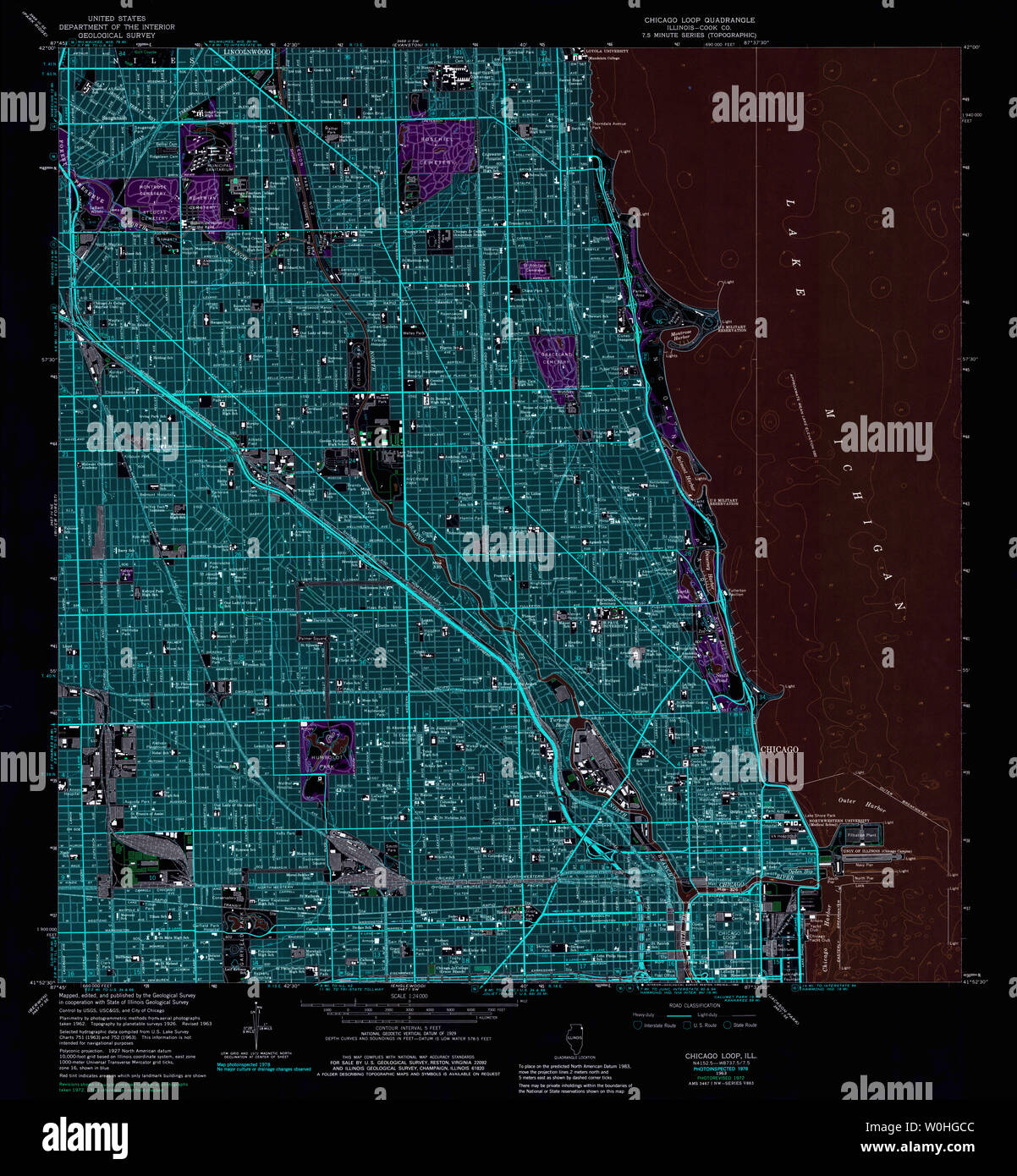 Chicago loop map hi-res stock photography and images - Alamy