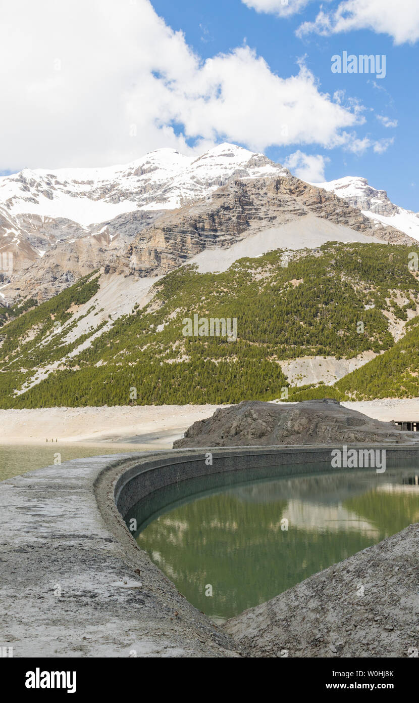 Alpine landscape with artificial lake, italy Stock Photo - Alamy