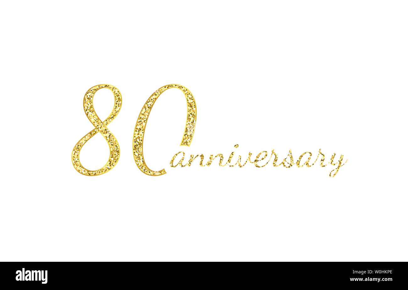 80 anniversary logo concept. 80th years birthday icon. Isolated golden ...