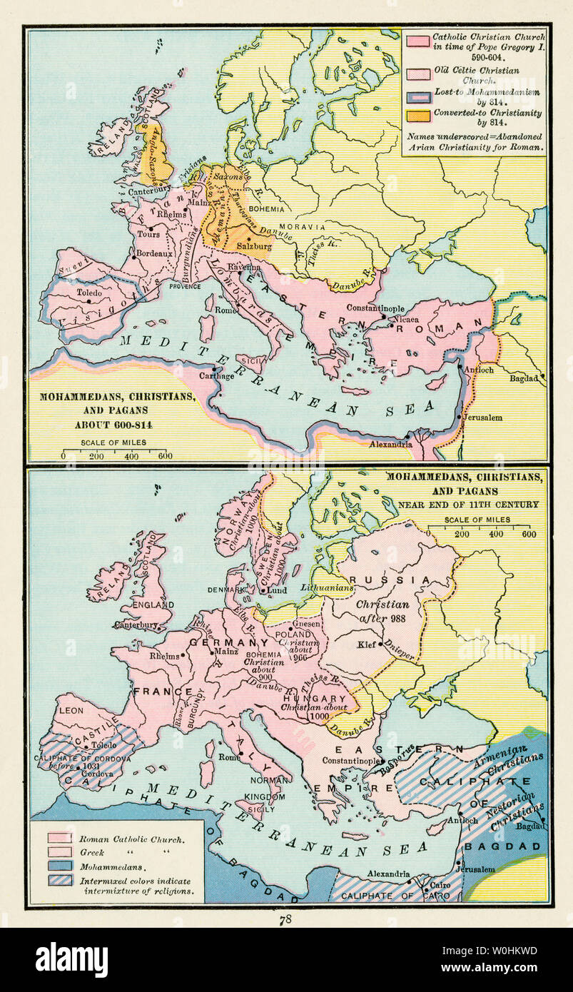 Maps of medieval Muslim, Christian, and pagan territories. Color ...