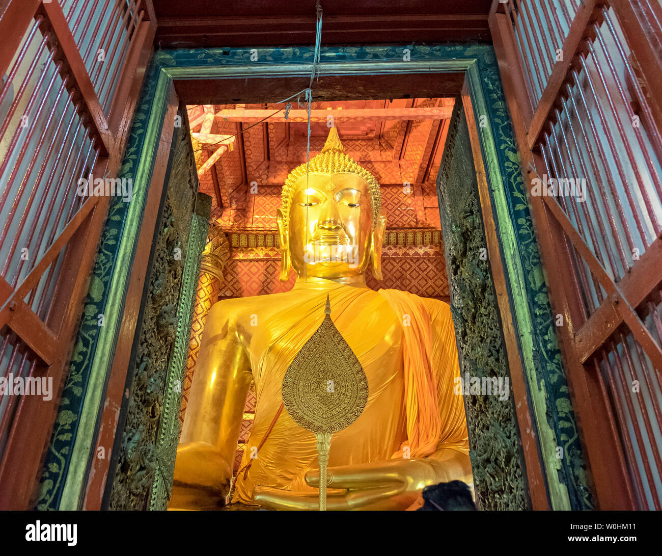 Ayutthaya,Thailand - May 09 2015 : Big buddha statue golden elegant in ...