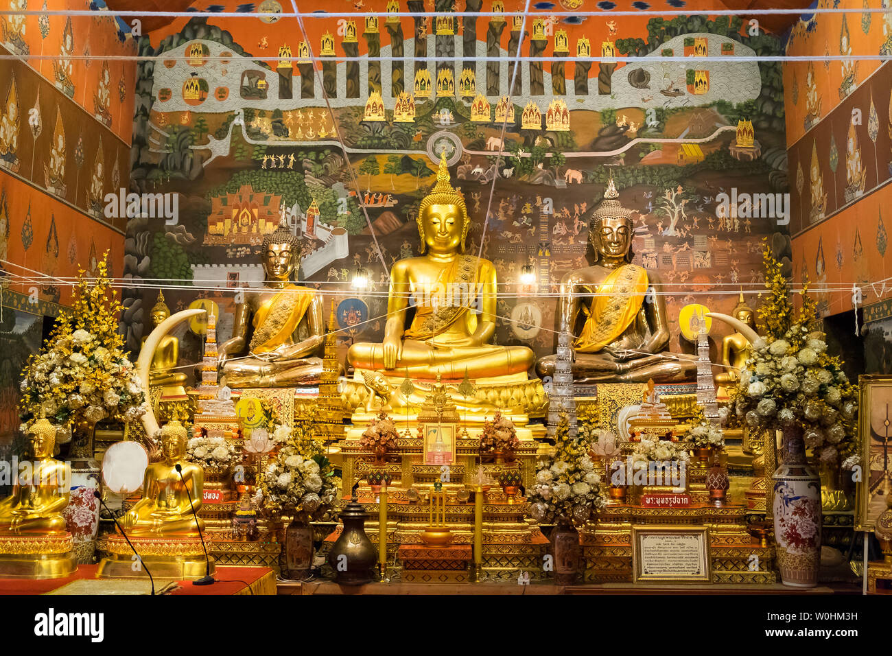 Ayutthaya,Thailand - May 09 2015 : Golden buddha statue in chapel wat ...