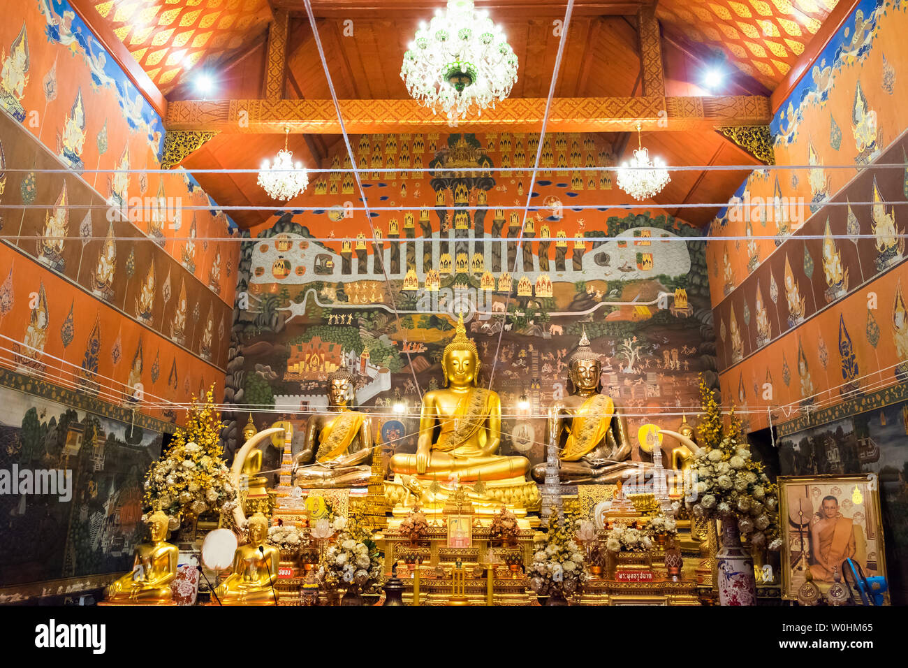 Ayutthaya,Thailand - May 09 2015 : Golden buddha statue in chapel wat ...