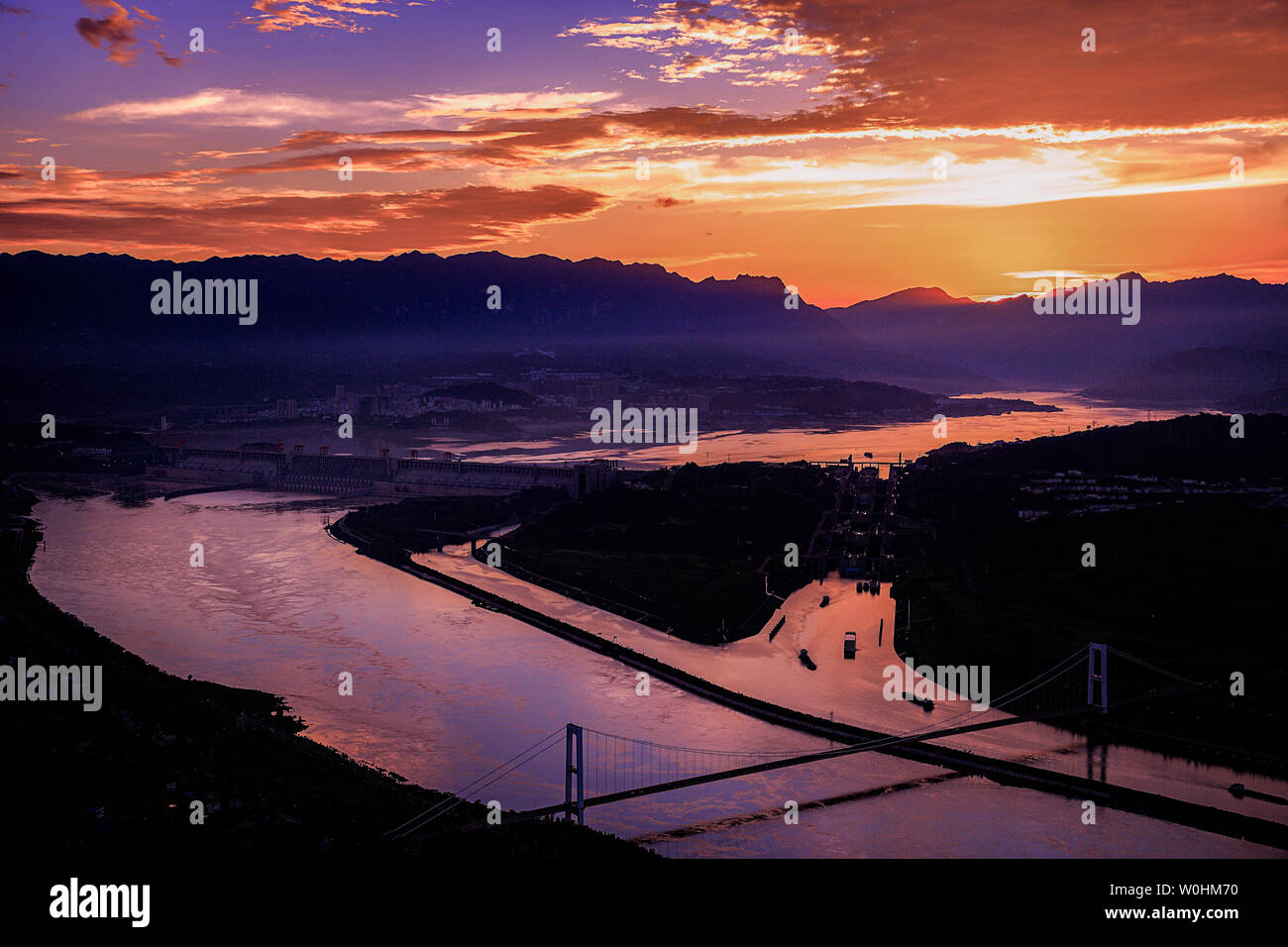 The Three Gorges Project under the sunset Stock Photo - Alamy