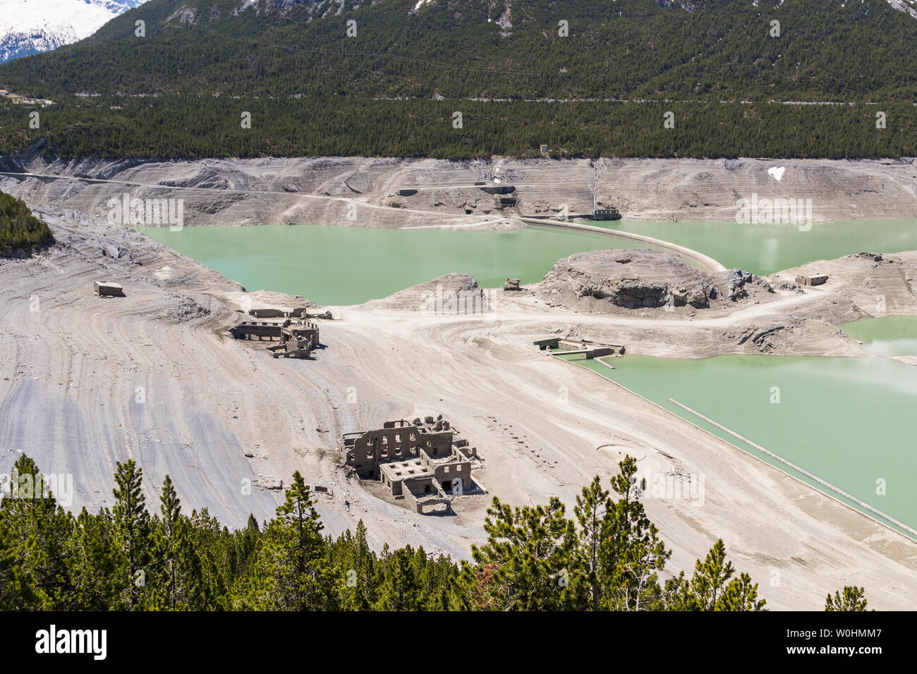 Alpine landscape with artificial lake, italy Stock Photo - Alamy