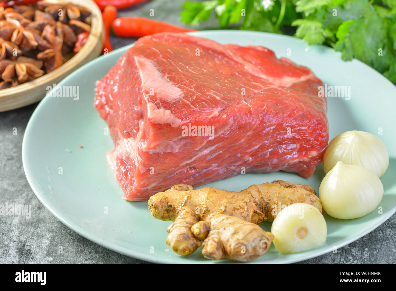 Beef hind leg meat HD big picture Stock Photo - Alamy