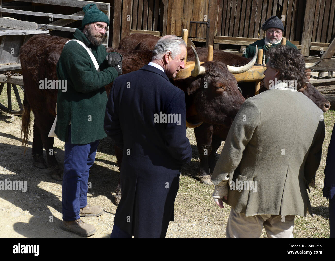 His Royal Highness Prince Charles (C) is escorted by Steve Bashore in ...