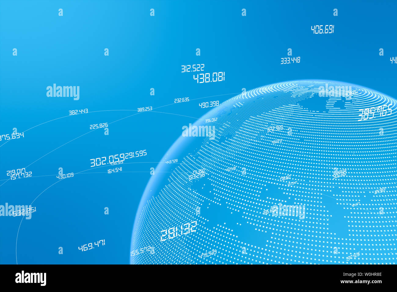 3D rendering, global big data concept light color background Stock ...