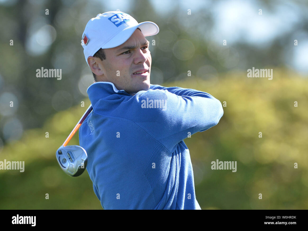 Martin Kaymer watches his drive off the 10th tee during a practice ...