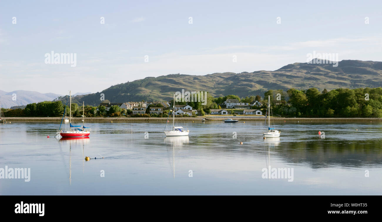 Morning view from Connel over Ardmucknish Bay to North Connel with ...