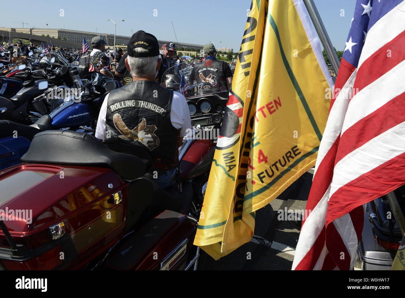 Thousands of bikers jam the parking lot of the Pentagon for the annual ...