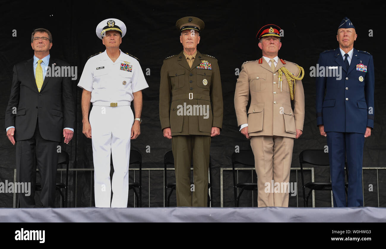 Defense Secretary Ash Carter stands with (left-right) Admiral Sandy ...