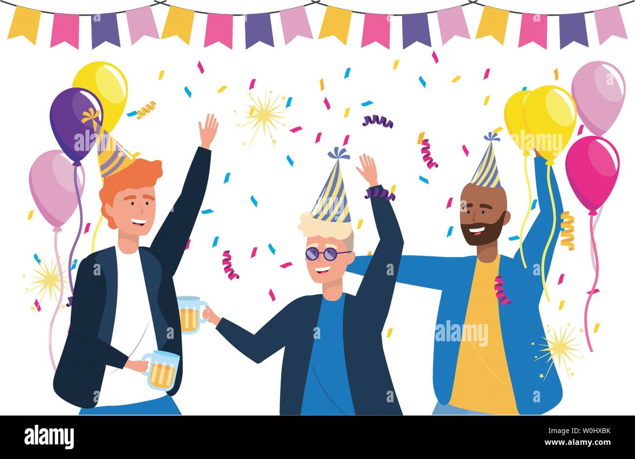 Men with hat design, happy birthday celebration decoration party ...