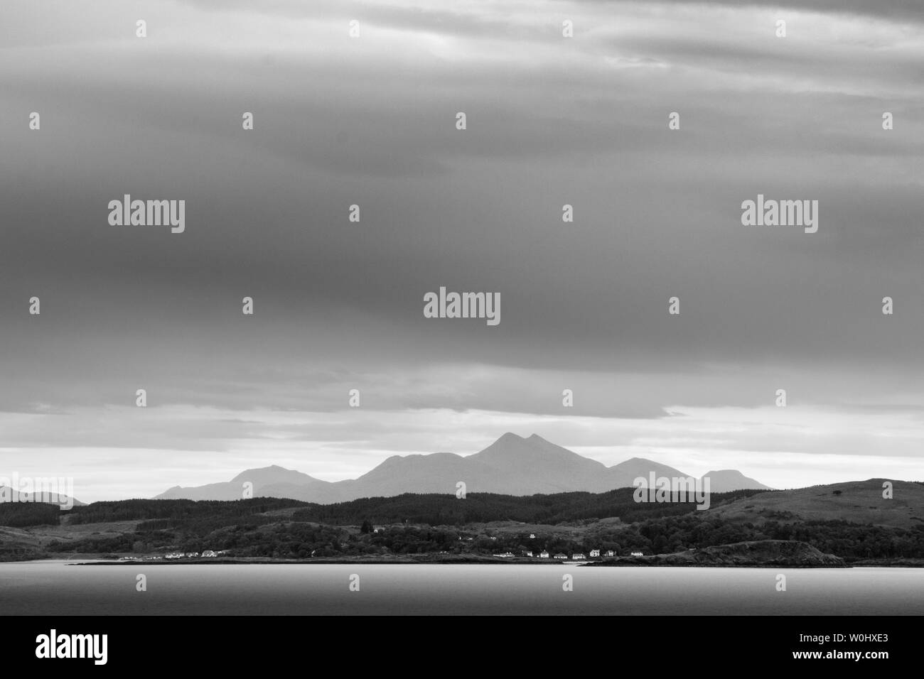 View leaving Craignure, main ferry port on the Isle of Mull, one of the ...