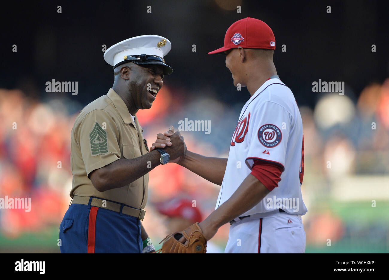 Sergeant Major of the Marine Corps. Ronald L. Green greets Washington ...