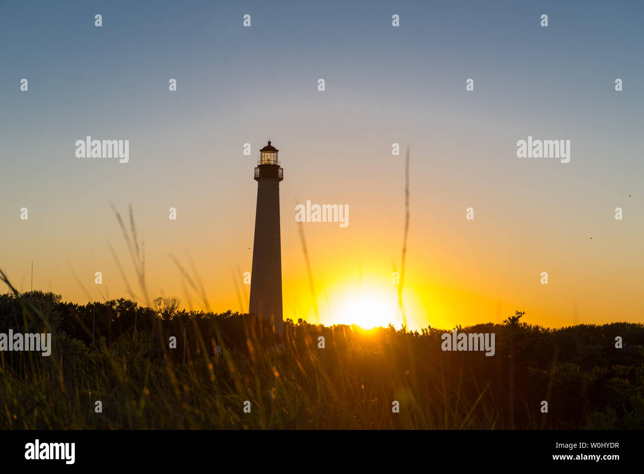 Cape May Lighthouse in Cape May, New Jersey at sunset Stock Photo - Alamy