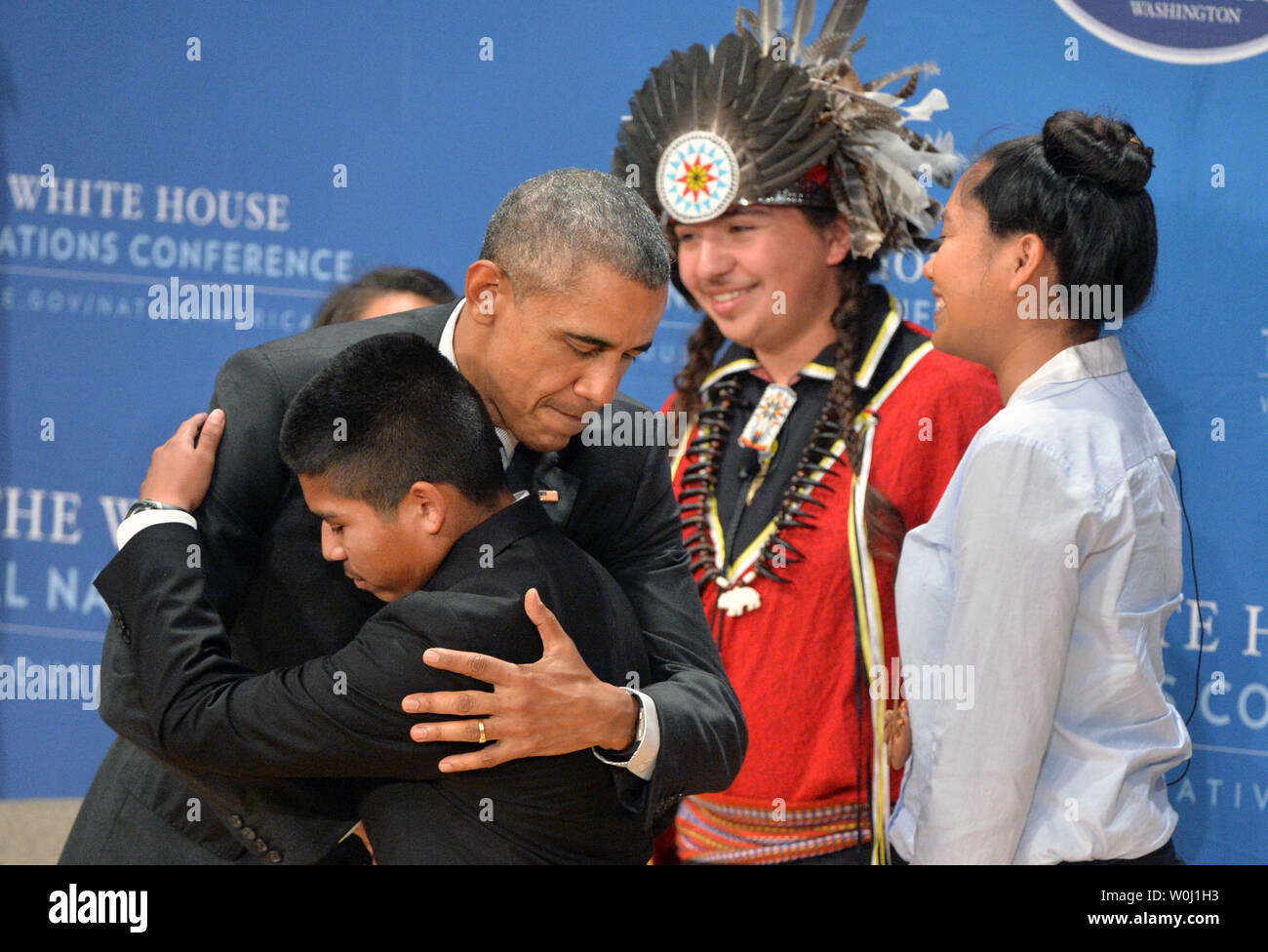 President Barack Obama hugs Philip Douglas, Seminole Nation of Oklahoma ...