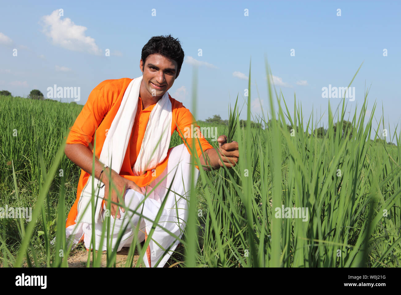 Farmer working in a field Stock Photo - Alamy