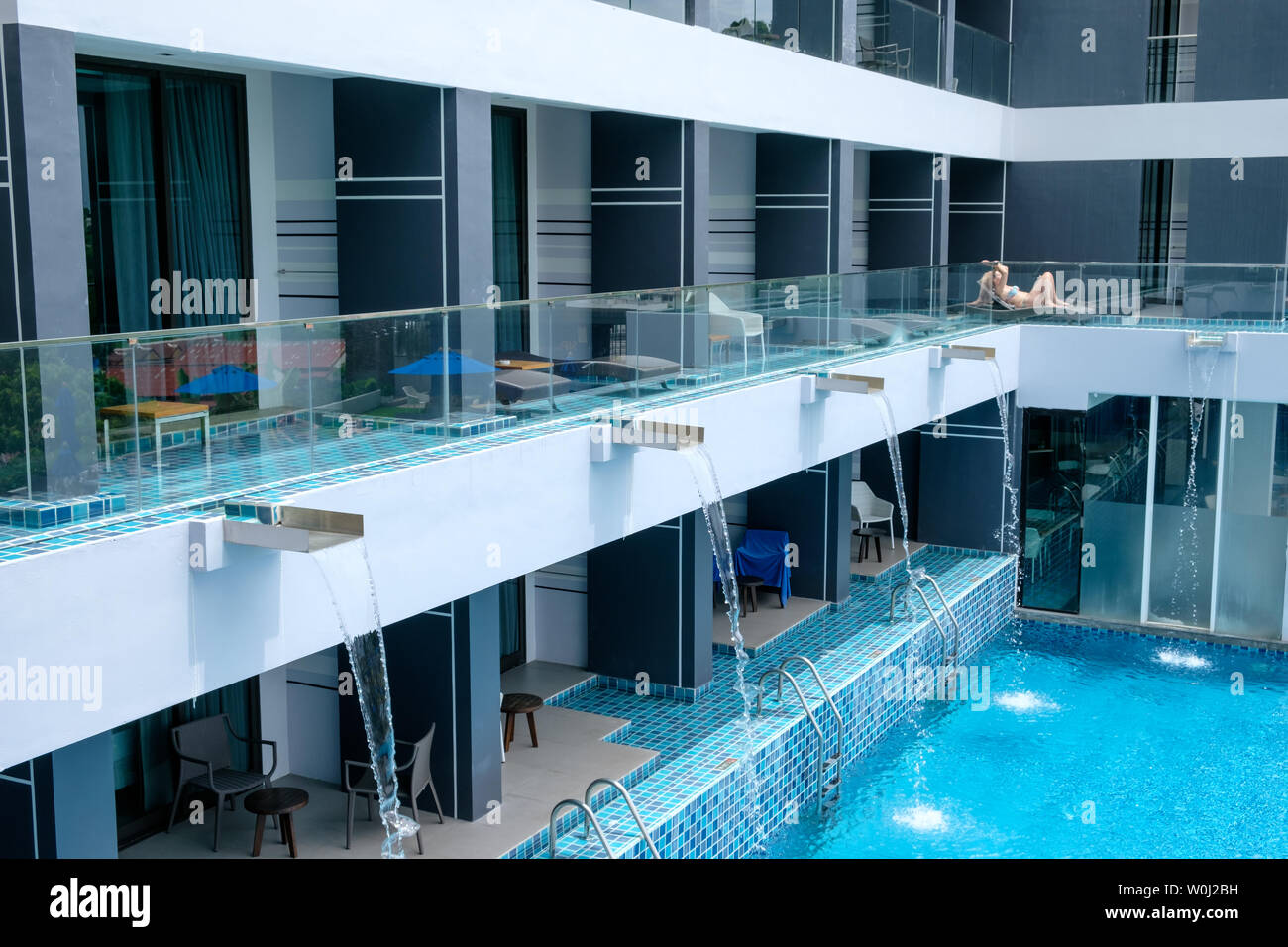 Phuket, Thailand - Apr 03 2017 : Hotel balcony and swimming pool and ...