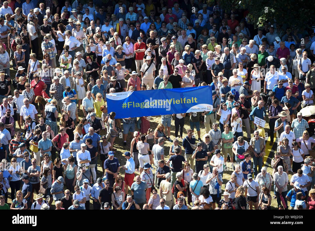 27 June 2019, Hessen, Kassel: "Flag for diversity" is written on a ...
