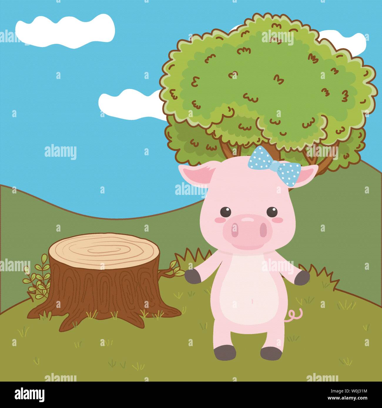 Pig cartoon design, Animal cute zoo life nature and fauna theme Vector ...