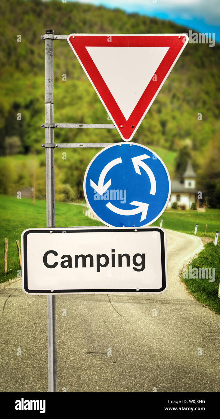 Road Sign Camping Caravan Site High Resolution Stock Photography and ...