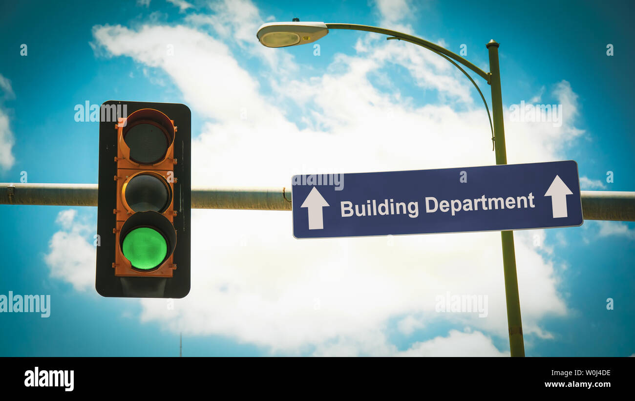 Street Sign the Direction Way to Building Department Stock Photo - Alamy
