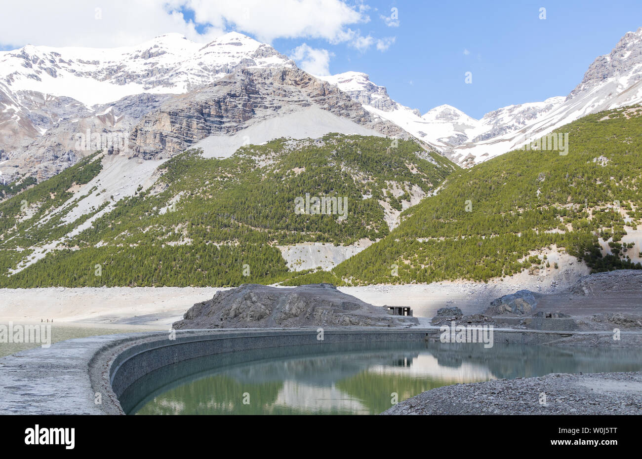 Alpine landscape with artificial lake, italy Stock Photo - Alamy