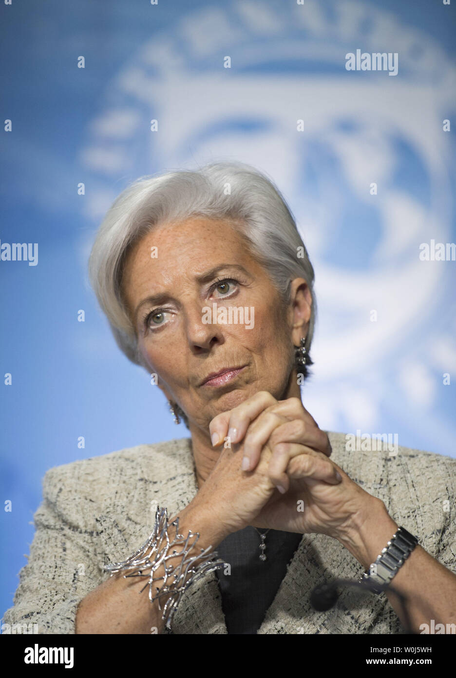IMF Managing Director Christine Lagarde speaks during a press ...