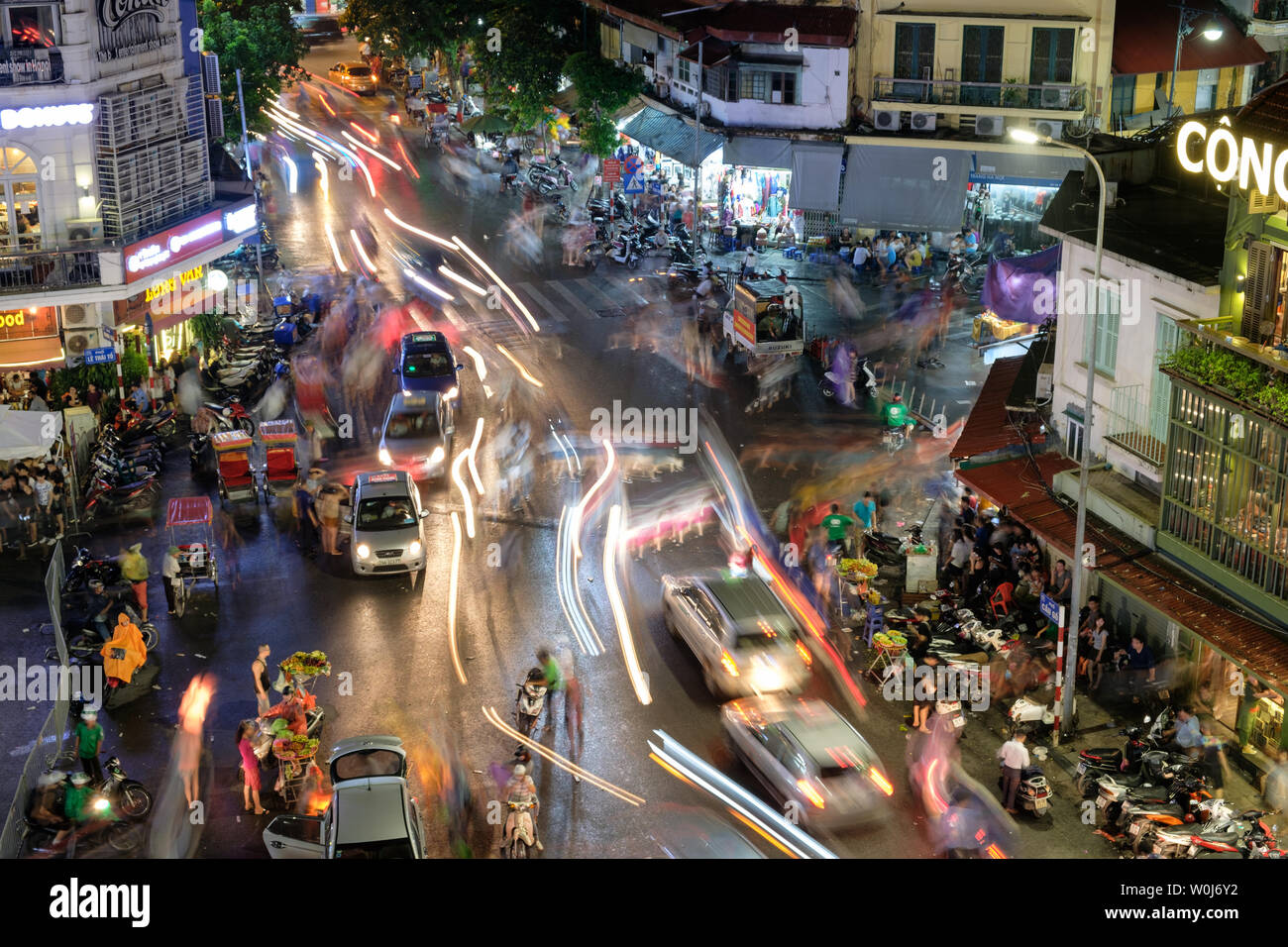 Hanoi, Vietnam : Sep 09 2017 : Pedestrians on road with traffic jam in ...