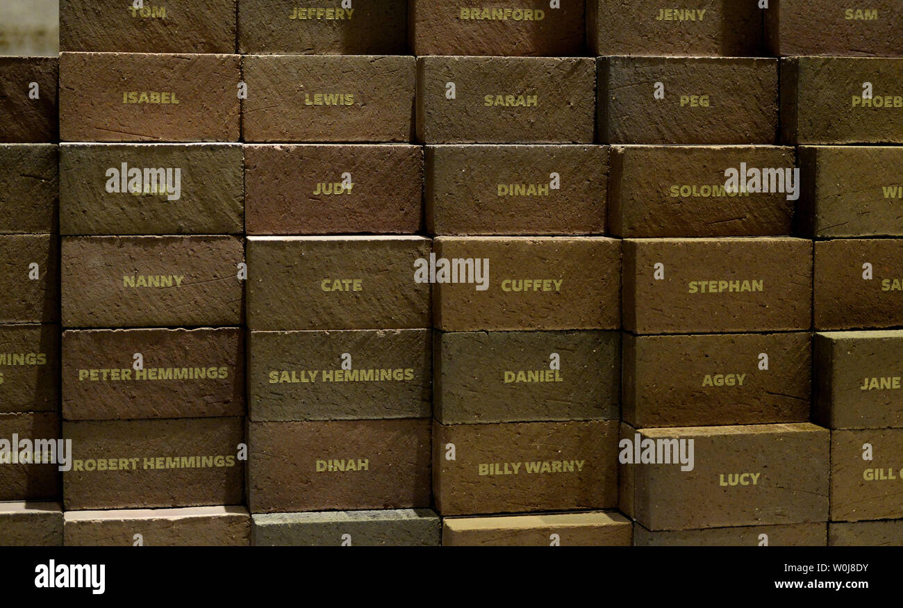 Bricks with the names of the slaves of President Thomas Jefferson ...