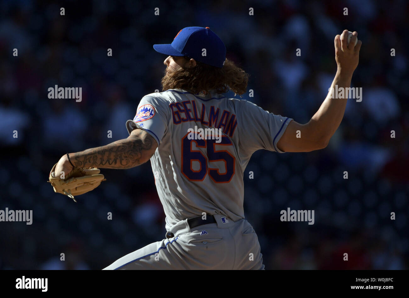 New York Mets pitcher Robert Gsellman pitches against the Washington ...