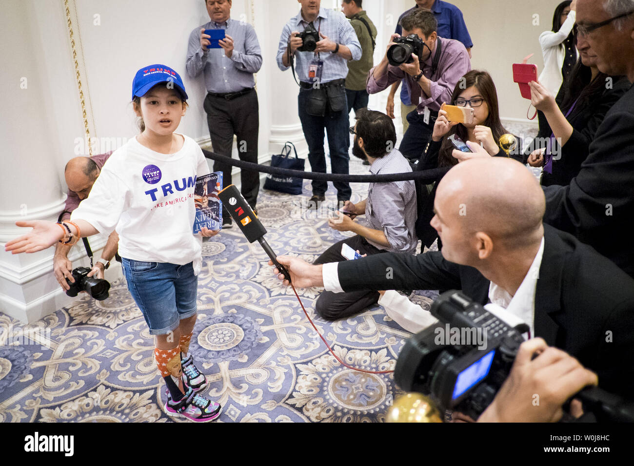 Millie, 11, from Virginia speaks to reporters about how Donald Trump ...