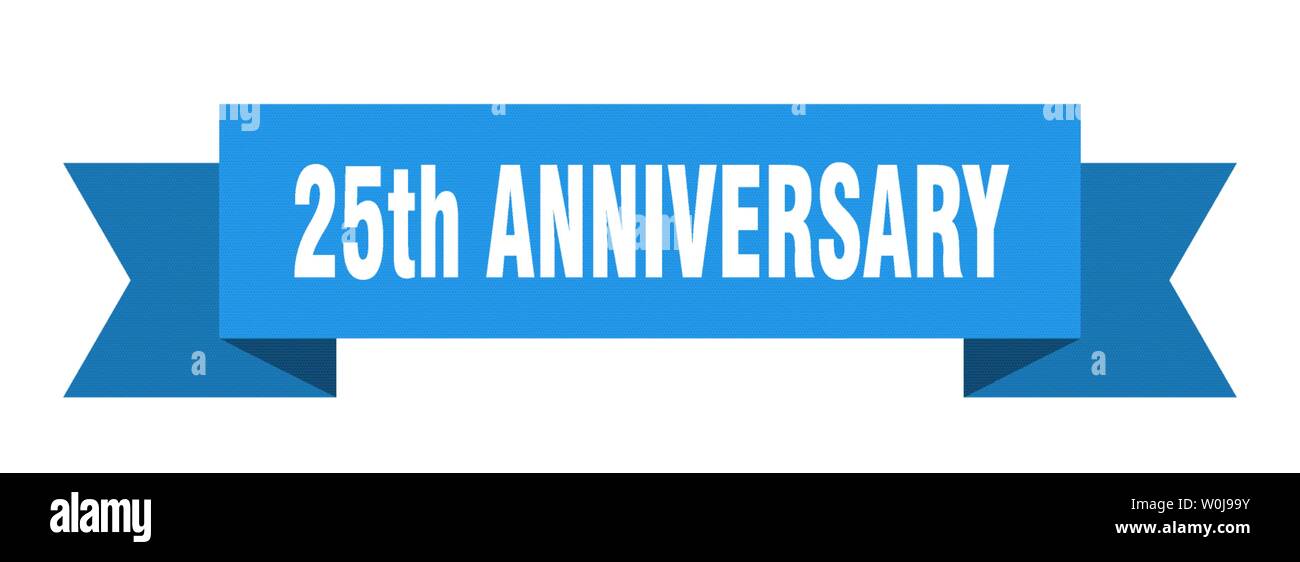 25th anniversary ribbon. 25th anniversary isolated sign. 25th ...