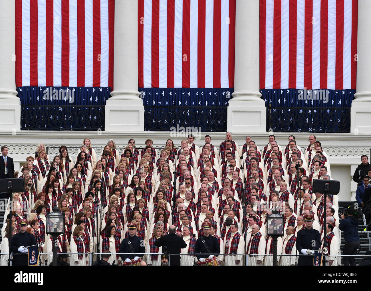 The Mormon Tabernacle Choir sings "America the Beautiful" during the Inauguration Ceremony of ...