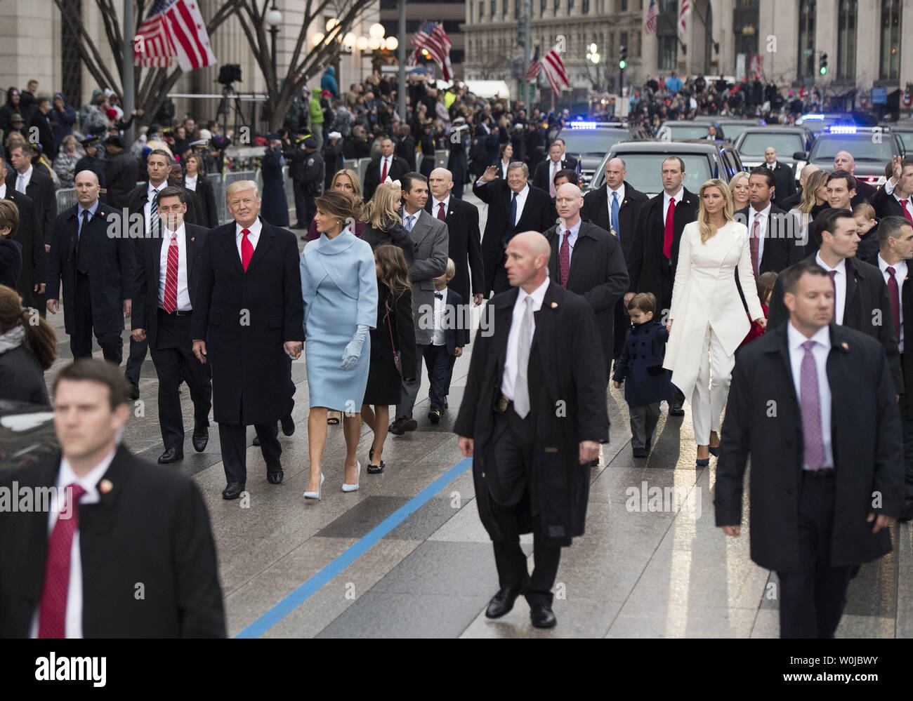 President Donald Trump and First Lady Melania Trump walk in their ...