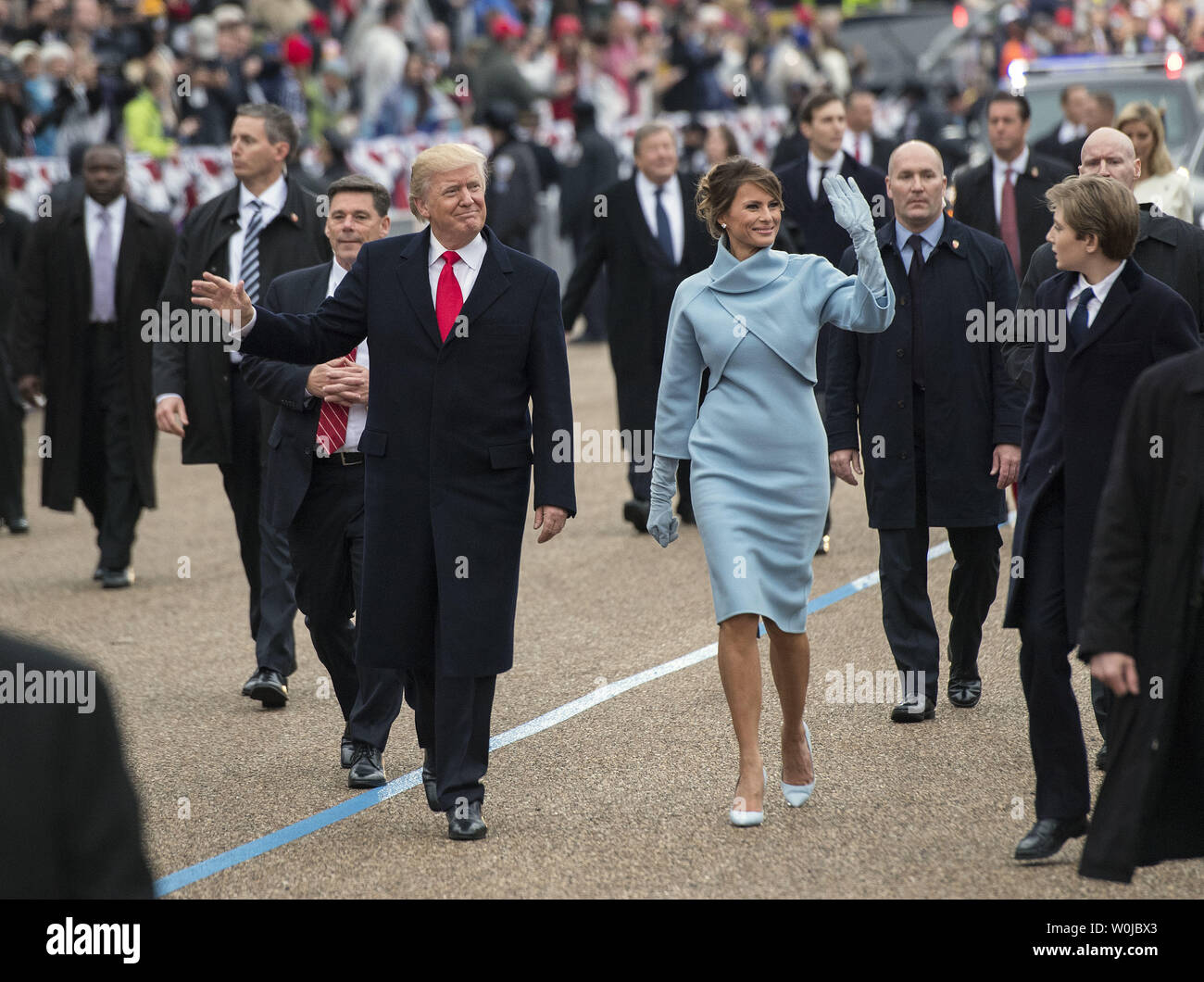 President Donald Trump and First Lady Melania Trump walk in their ...