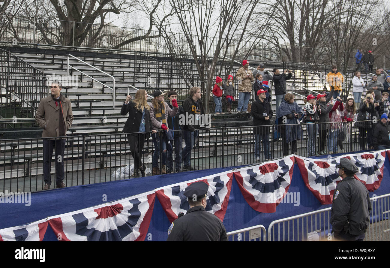 Partially empty bleachers are seen as President Donald Trump and First ...