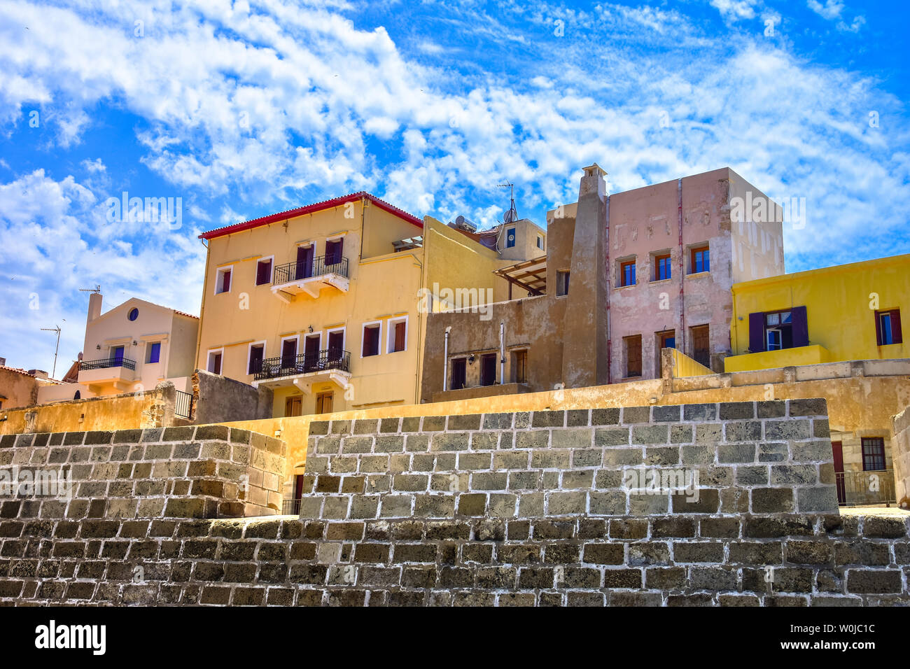 Architecture in the streets of the old town of Chania, Crete, Greece ...