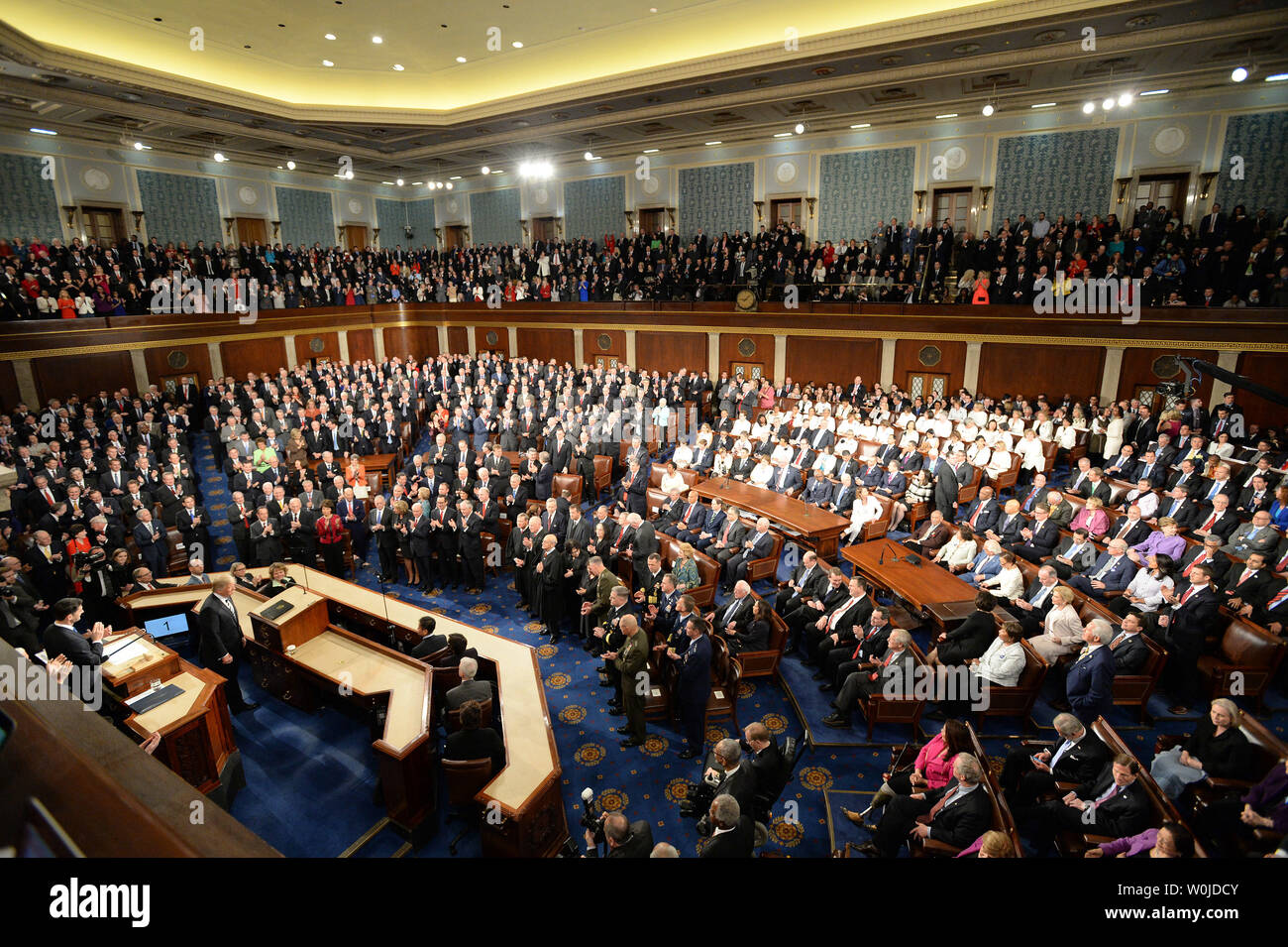 President Donald Trump delivers an address to a joint session of ...