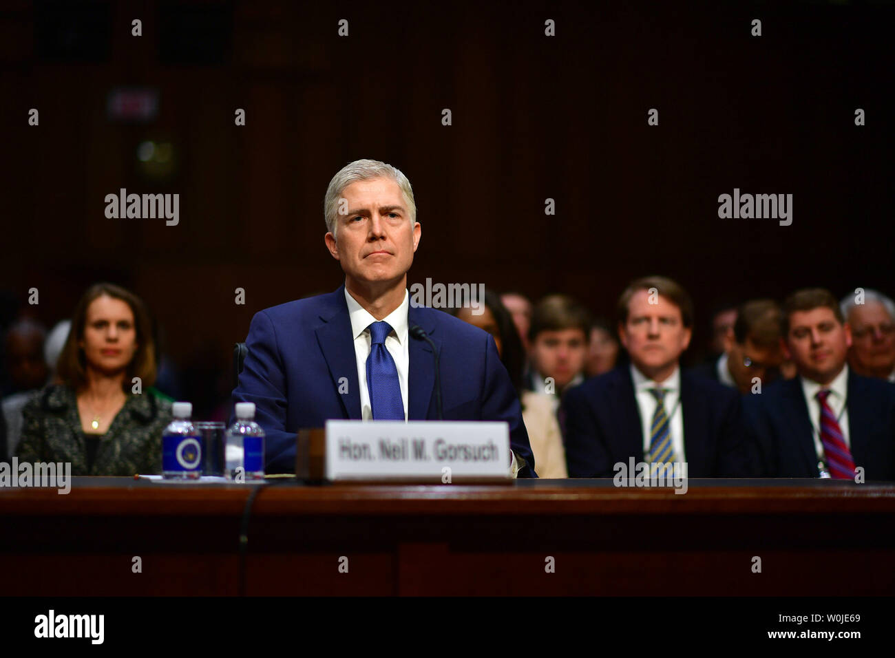 Supreme Court Justice nominee Neil Gorsuch listens to opening ...