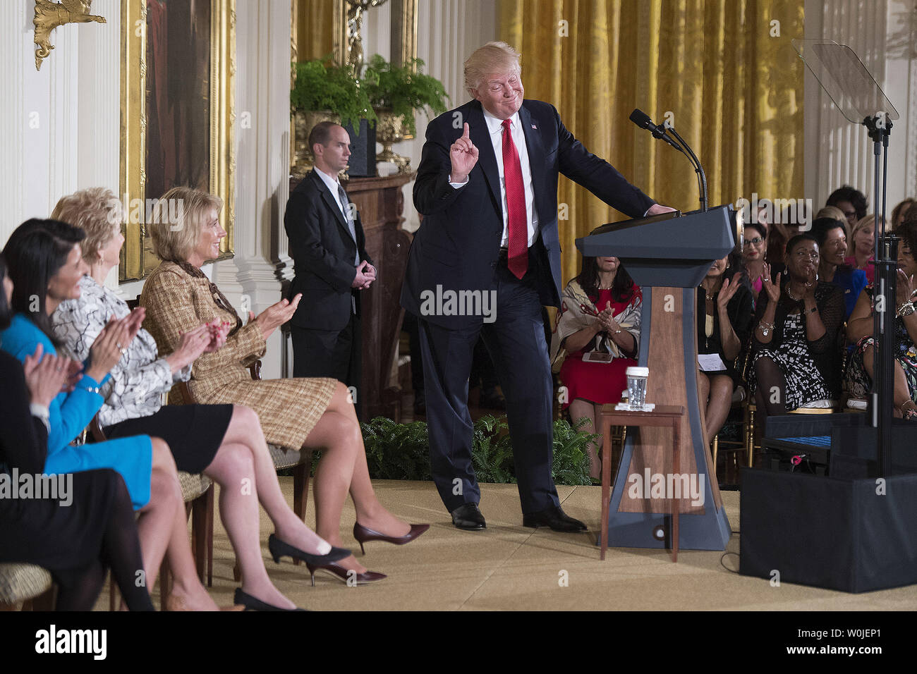 President Donald Trump delivers remarks during the Women’s Empowerment ...