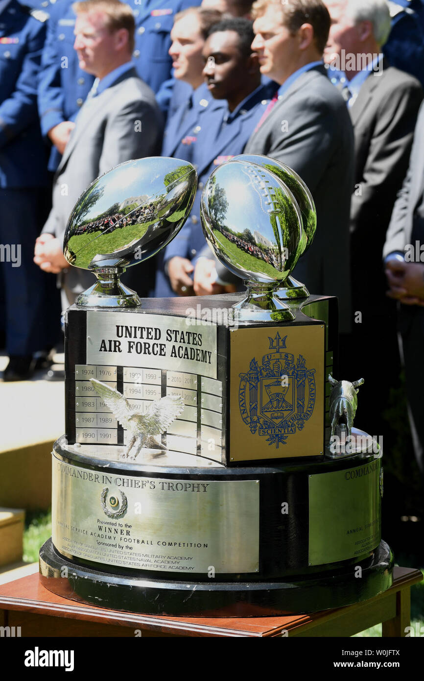 The Commander-In-Chief Trophy is shown as U.S. President Donald Trump ...