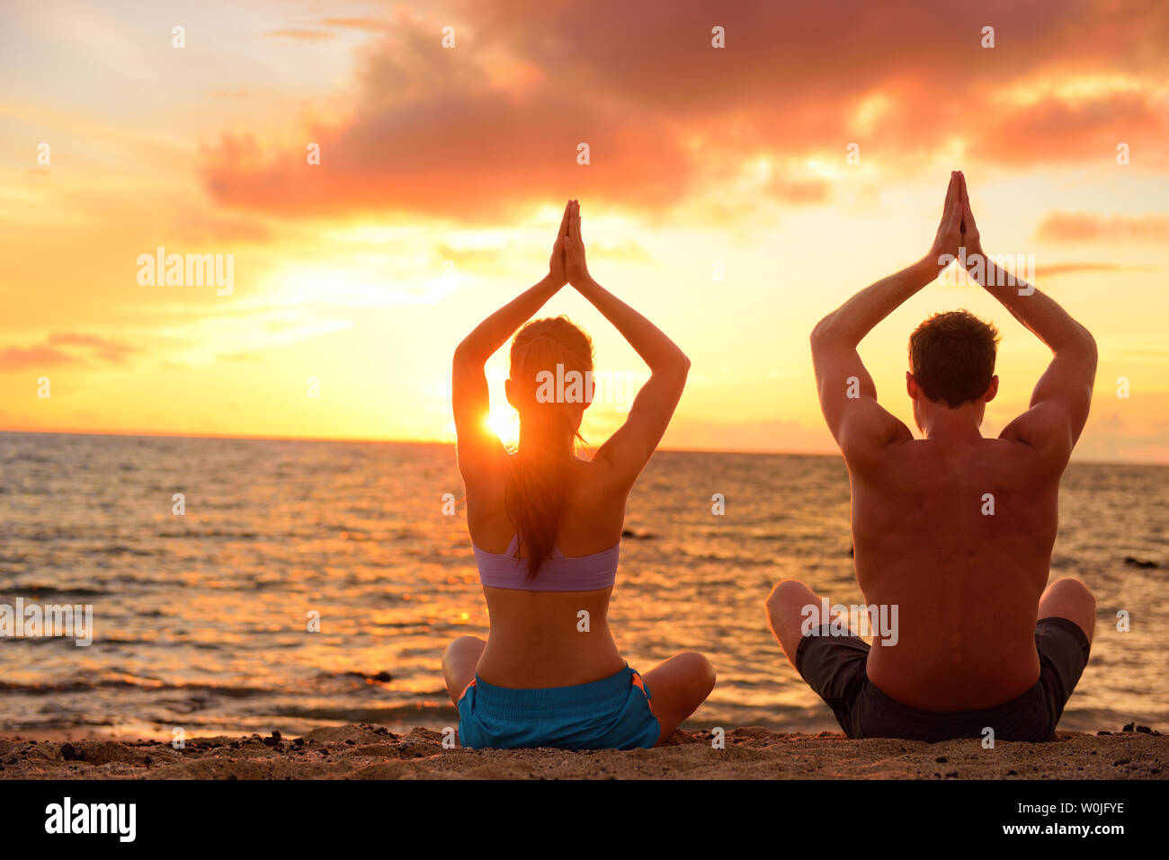 Yoga Poses Silhouettes Sunset